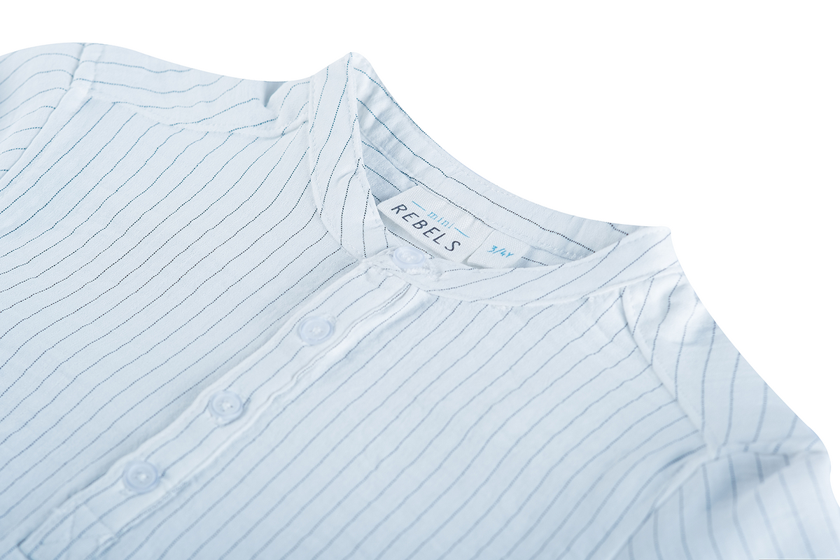 Light Blue Striped Long Sleeve Henley Shirt for Boys – minirebels